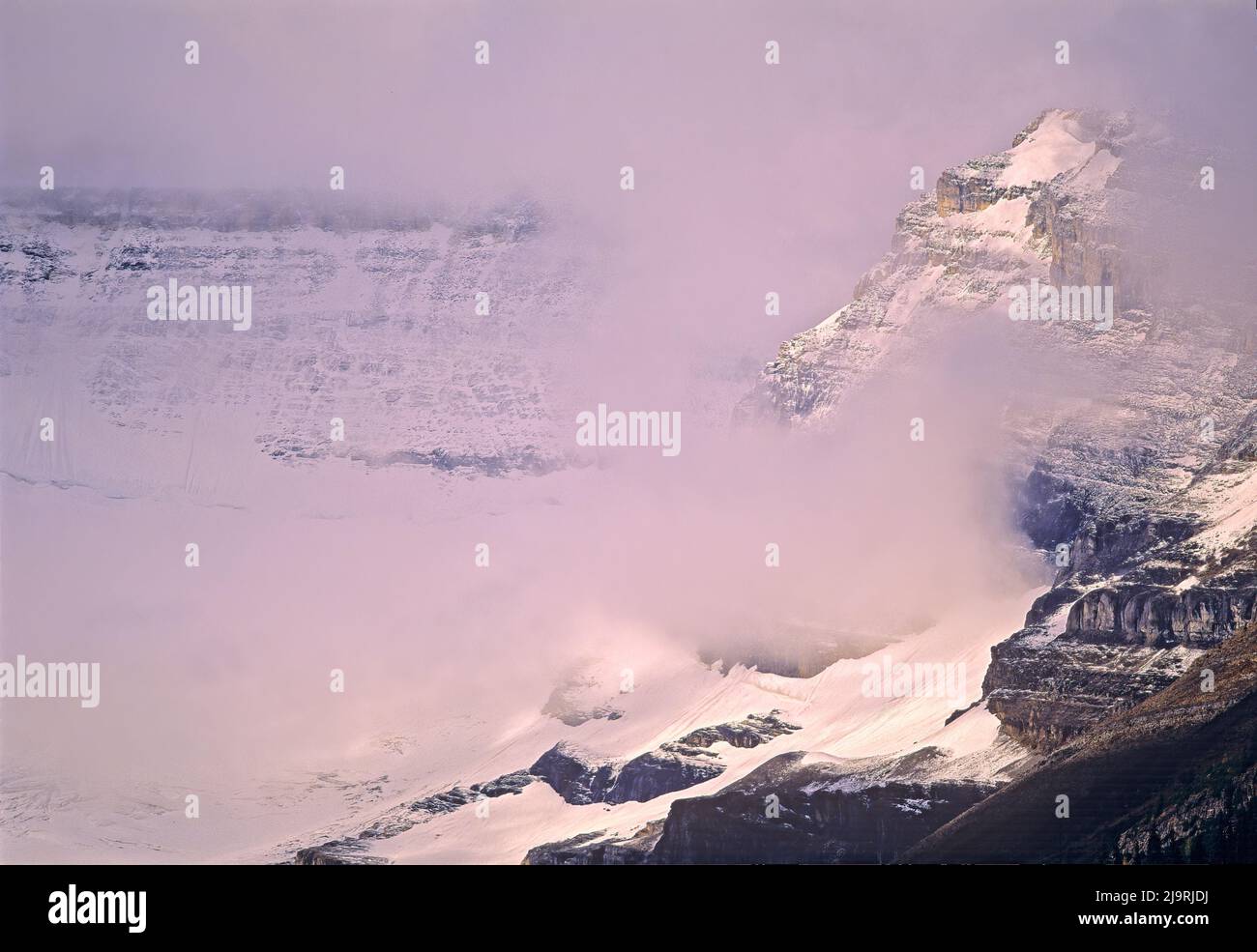 Canada, Alberta, Banff National Park. Sunrise storm light and clouds on ...