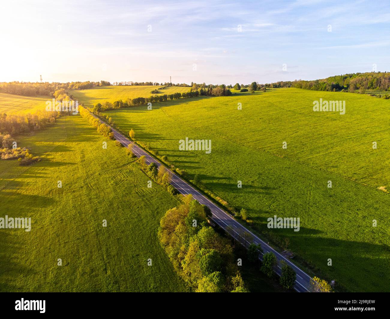 Straight asphalt road from above Stock Photo - Alamy
