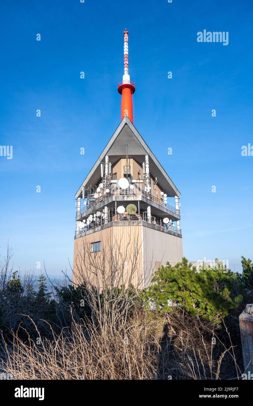 TV transmitter tower at the top of Lysa Mountain Stock Photo - Alamy