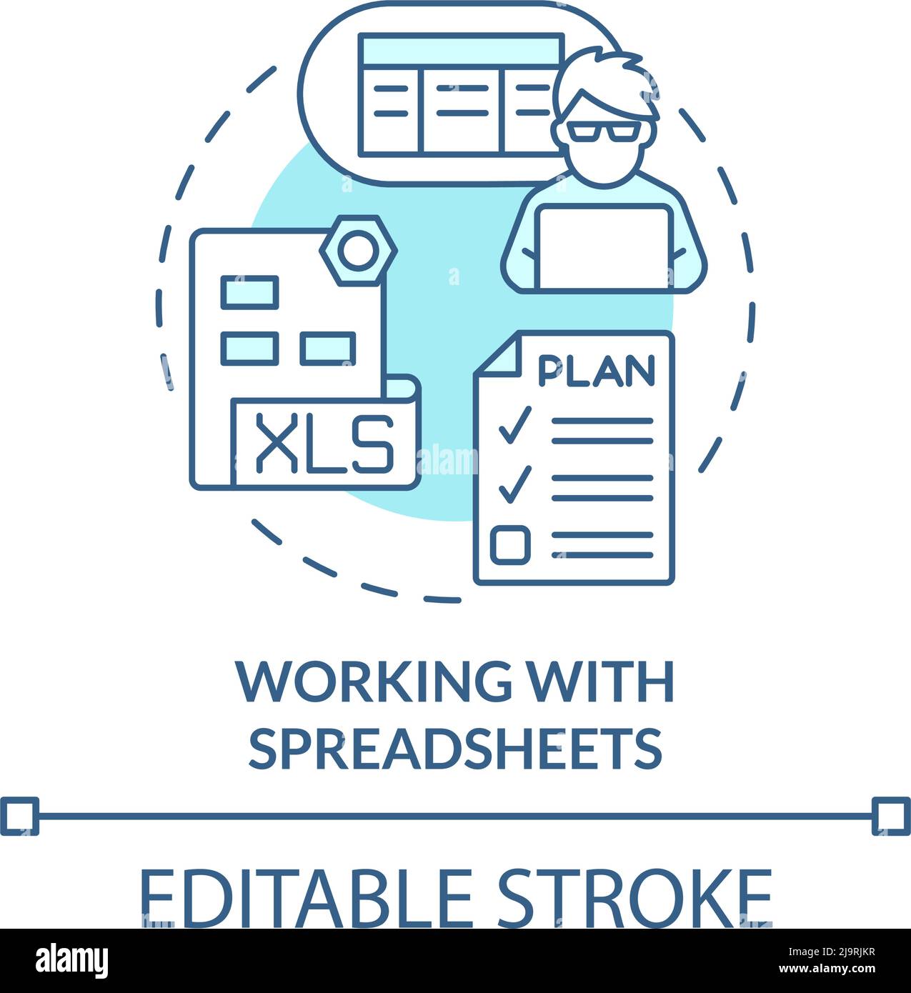 Working with spreadsheets turquoise concept icon Stock Vector Image ...