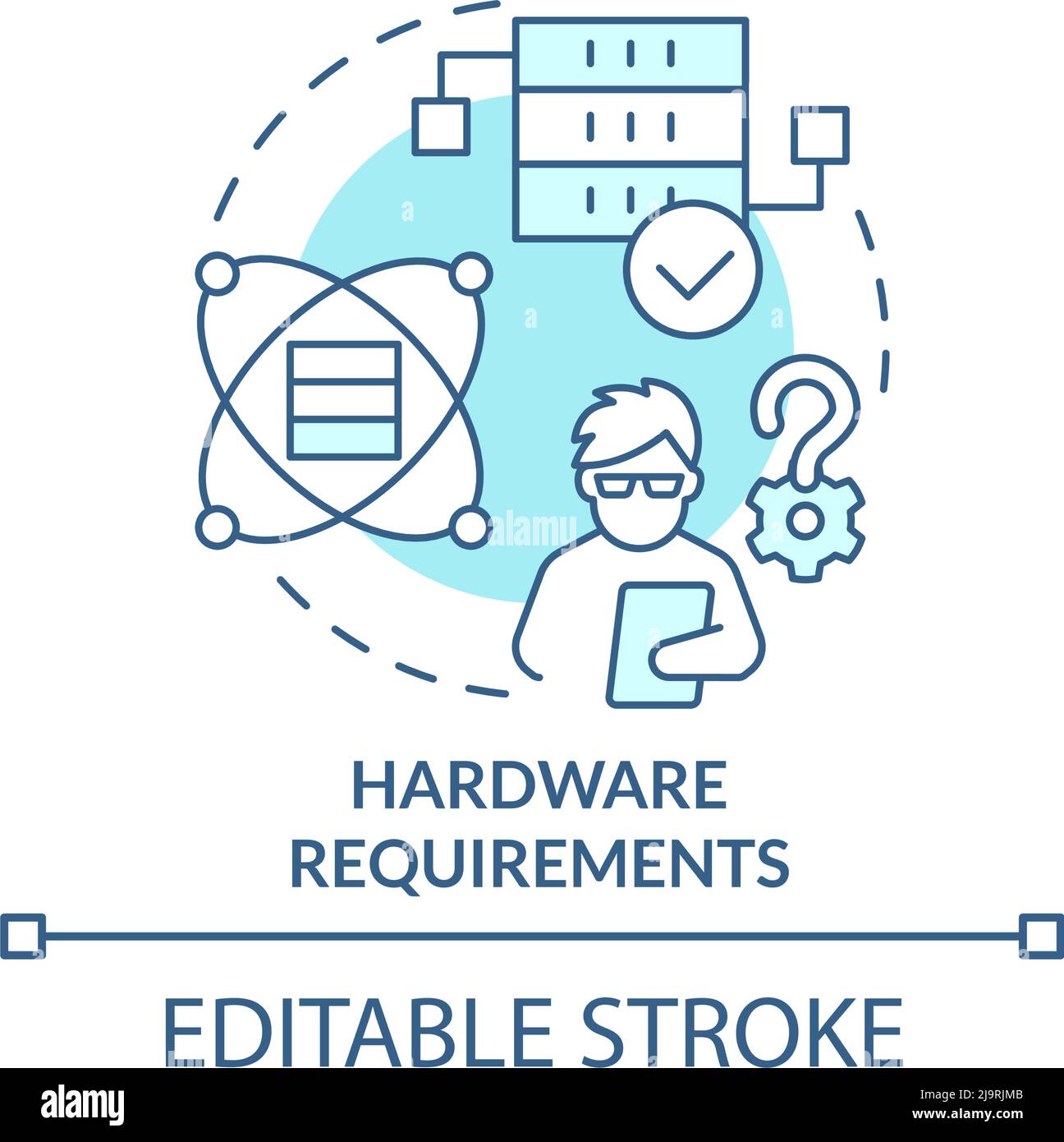 Hardware requirements turquoise concept icon Stock Vector Image & Art ...