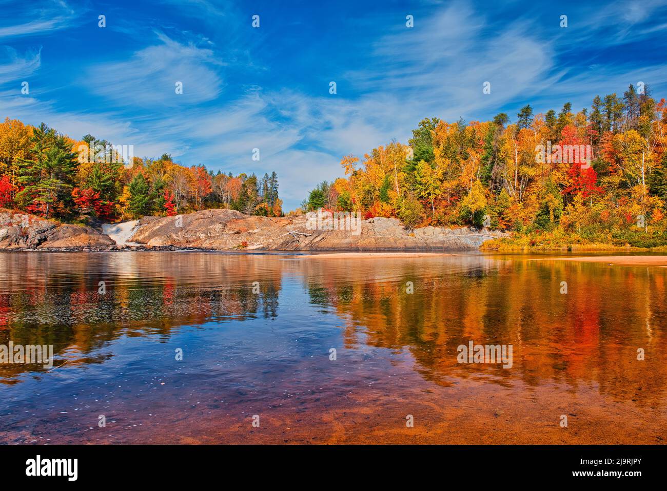 Canada, Ontario, Chutes Provincial Park. Reflections on Aux Sables ...