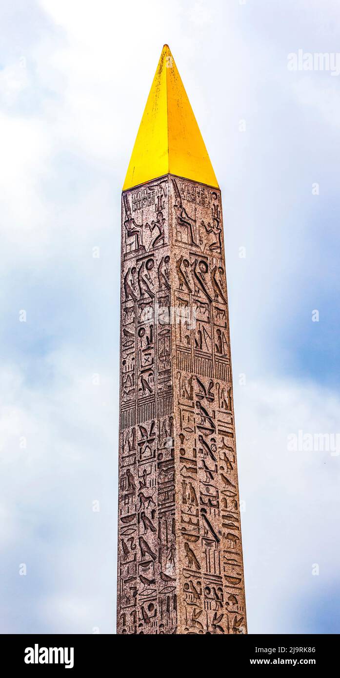 Ancient Egyptian obelisk hieroglyphs, Place de la Concorde, Paris ...