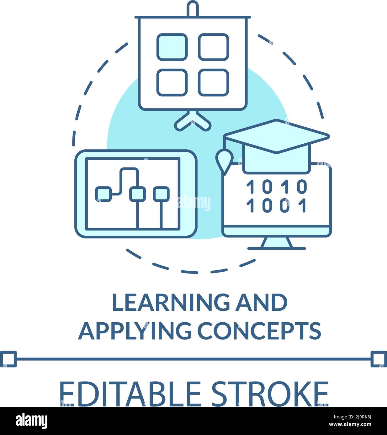Learn and apply concepts turquoise concept icon Stock Vector Image ...