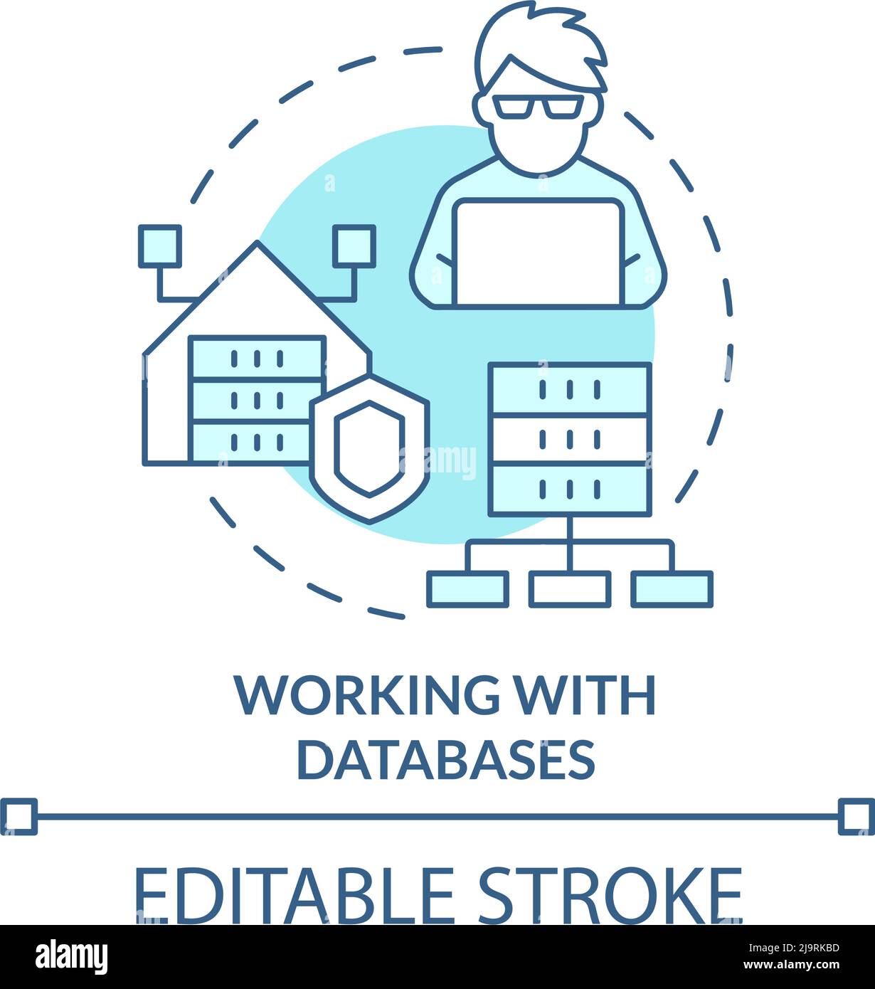 Working with databases turquoise concept icon Stock Vector Image & Art ...