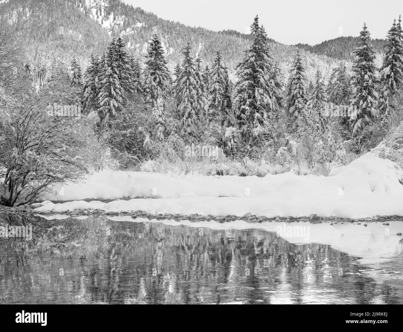 River Isar near Sylvenstein Reservoir close to village in the Karwendel ...