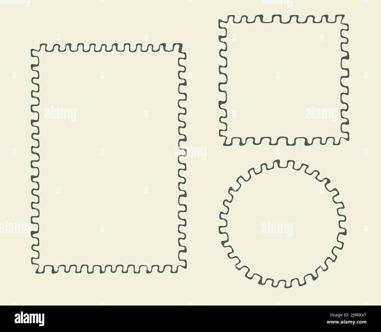 Frame outline set. Hand drawn decorative grey ink stroke borders ...
