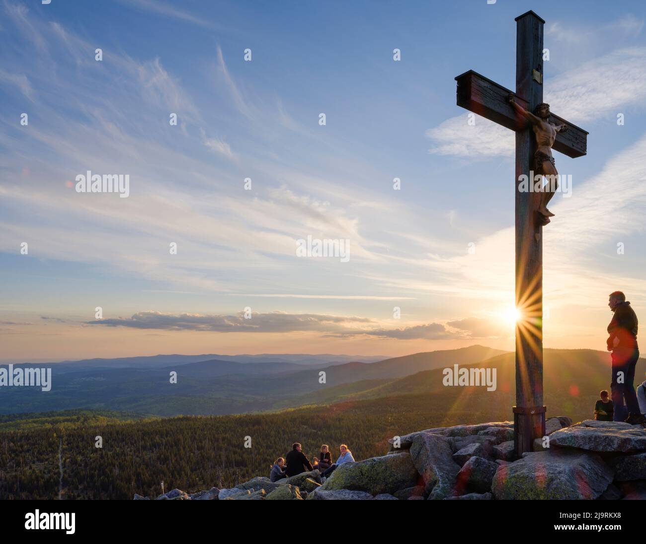 Sunset on Mount Lusen in the Bavarian Forest National Park, Germany, Bavaria. (Editorial Use ...