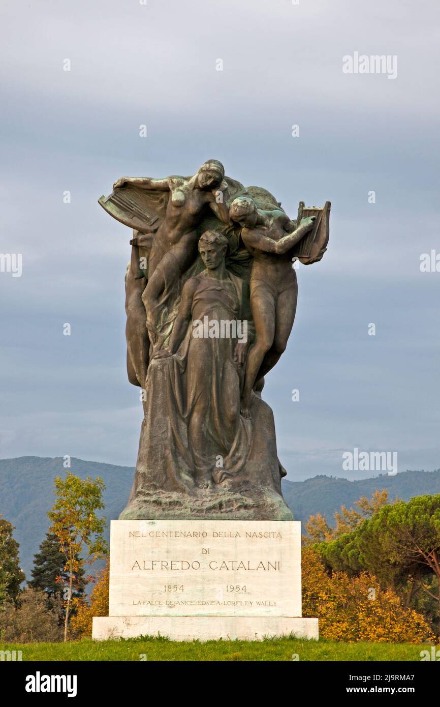 Italy, Tuscany, Lucca. Monument to Alfredo Catalani, an Italian ...