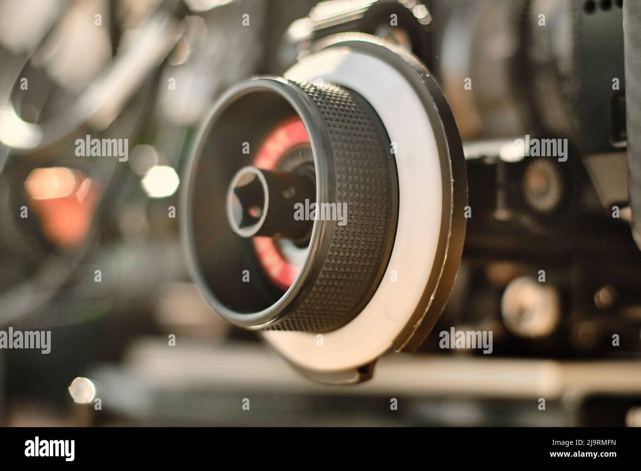 Focus adjustment knob for video shooting, professional equipment, close ...