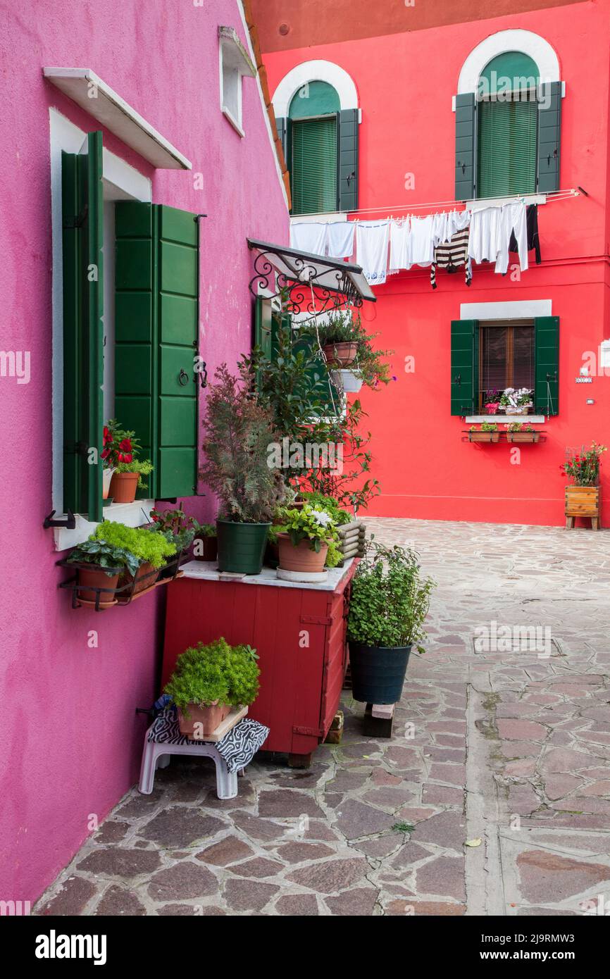 Italy, Venice, Burano Island. Colorful homes Stock Photo - Alamy