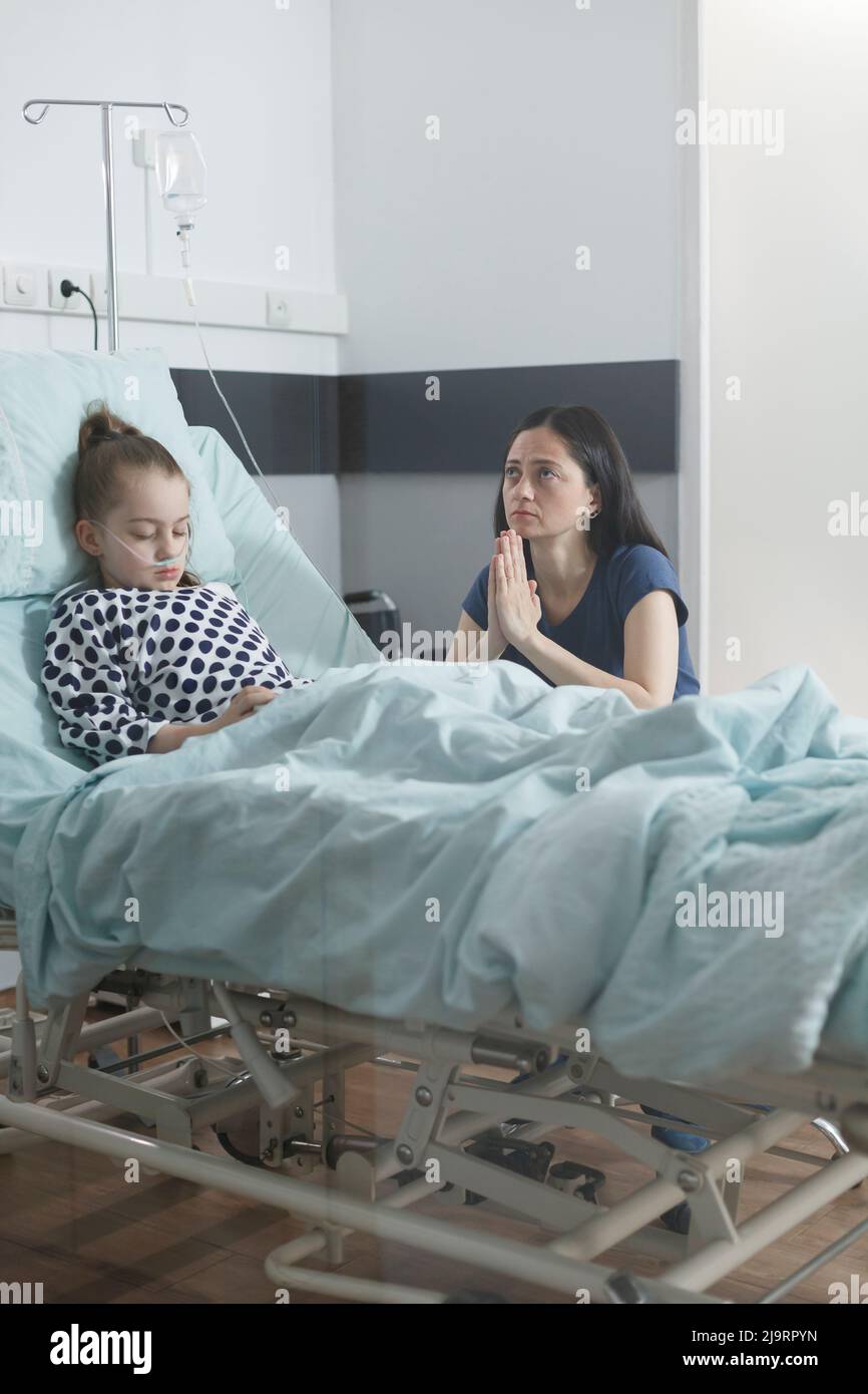 Sick mother in bed worried children hi-res stock photography and images ...