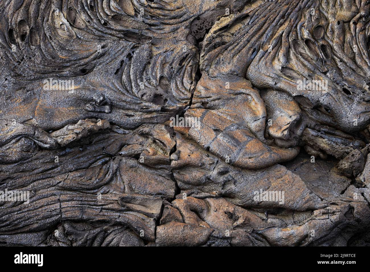 Recent Pahoehoe lava flow, Sullivan Bay, Santiago Island, Galapagos ...