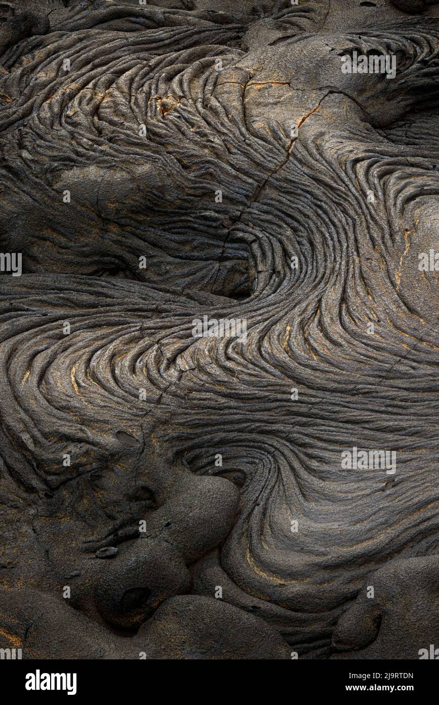 Recent Pahoehoe lava flow, Sullivan Bay, Santiago Island, Galapagos ...