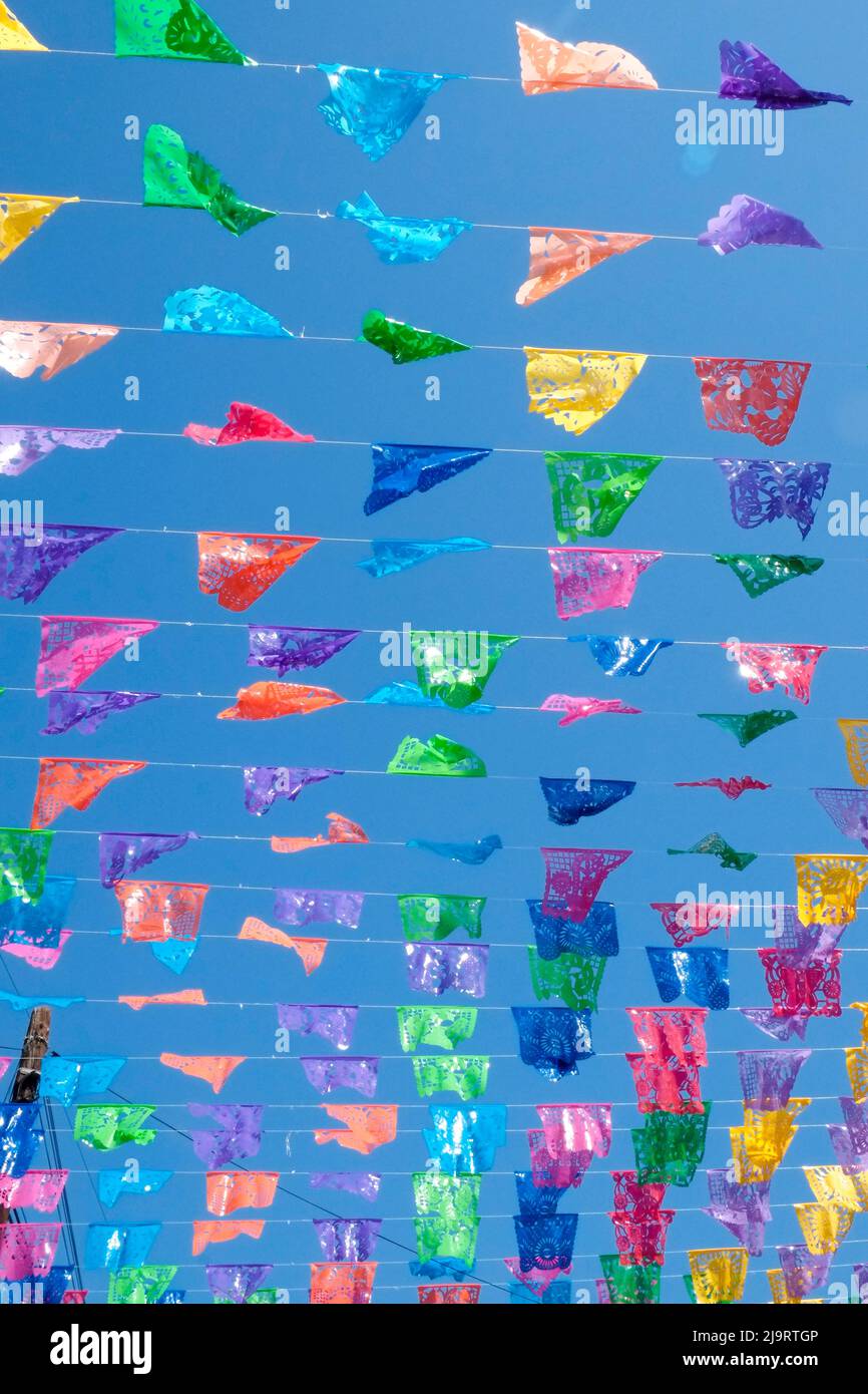 Colorful pennants on lines Stock Photo - Alamy