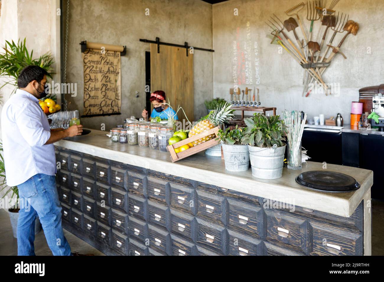 Shop selling teas, produce, and cocktails. Cabo San Lucas, Mexico ...