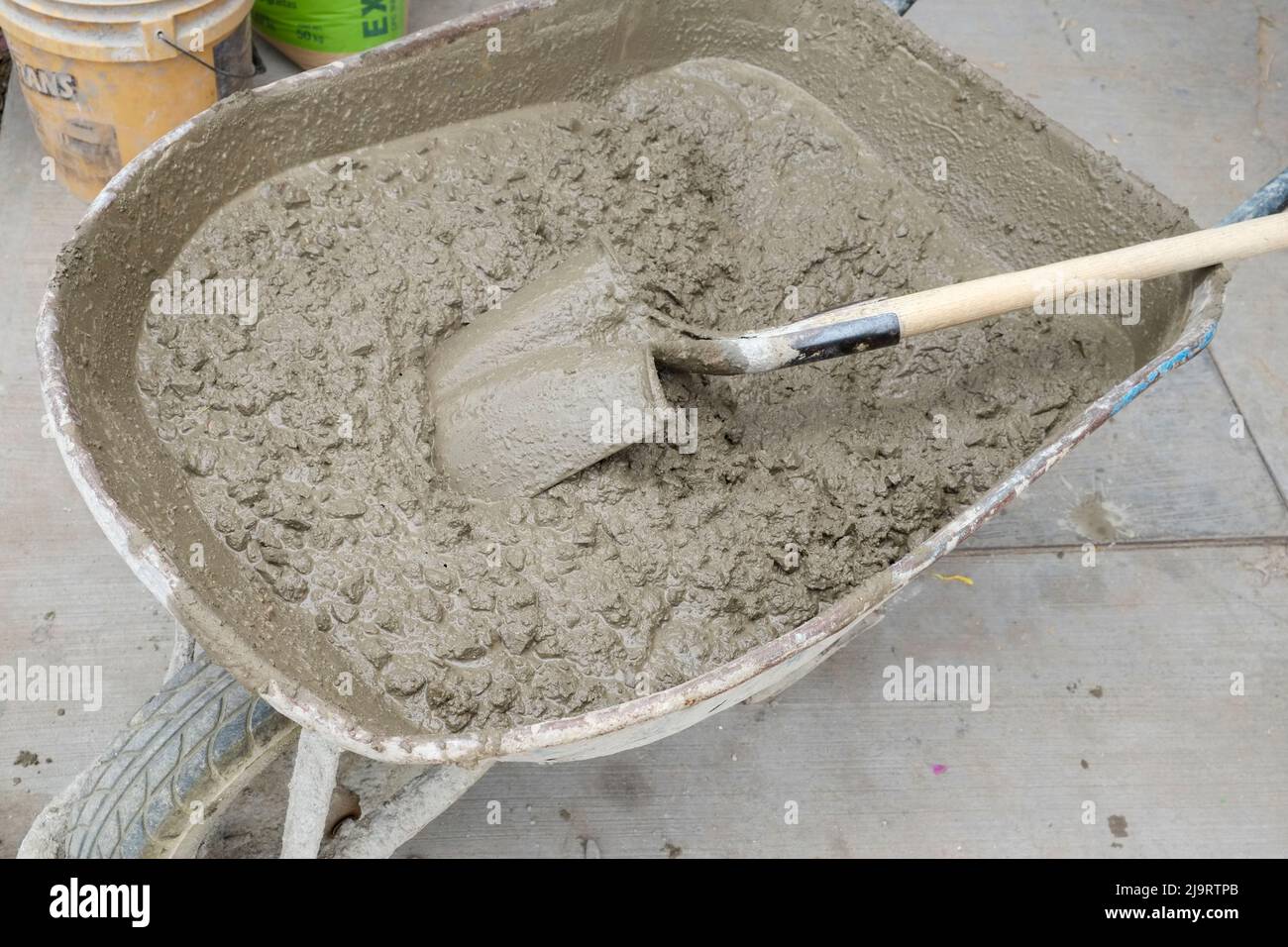 Todos Santos, Mexico. Concrete being mixed and ready to apply in a ...