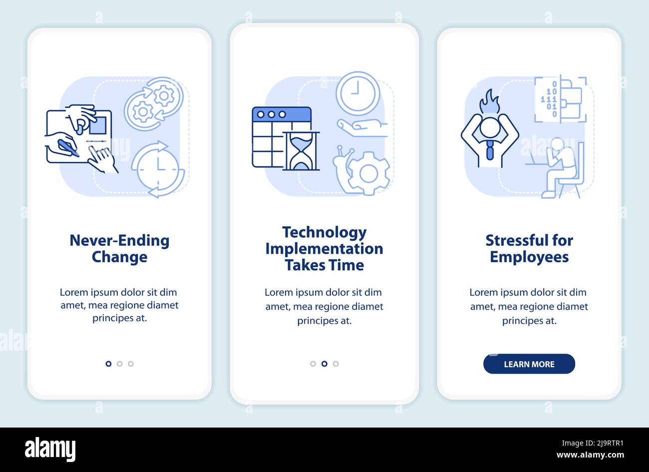 Digital transformation cons light blue onboarding mobile app screen ...
