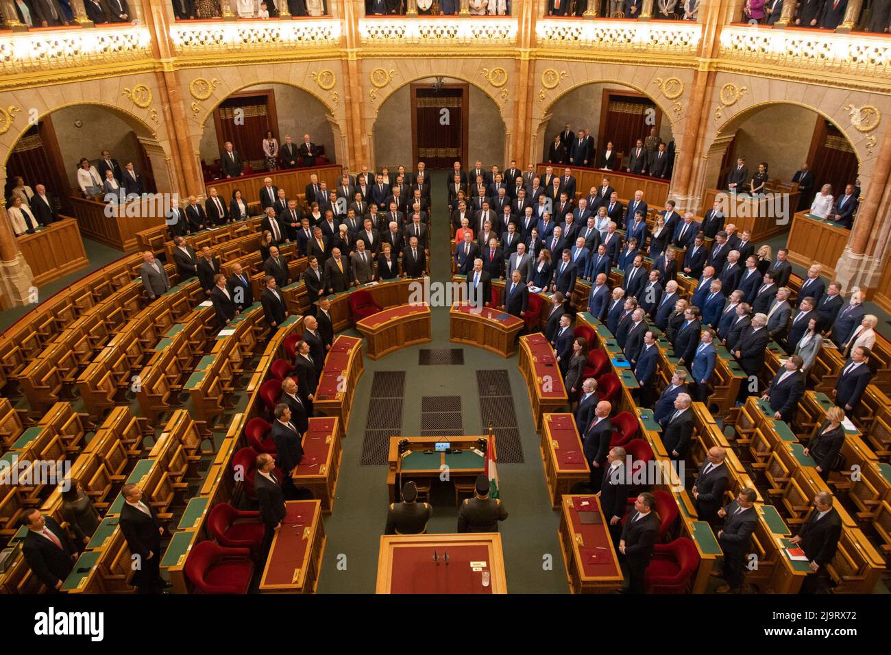Budapest. 24th May, 2022. Members of the Hungarian new government take ...