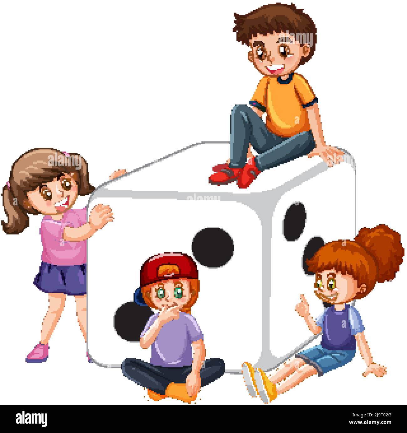 A dice with children on white background illustration Stock Vector ...
