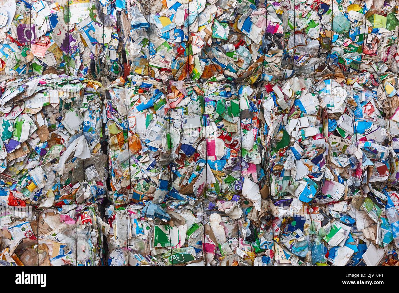 Recycled and packaged waste. Sustainable industry. Disposal material ...