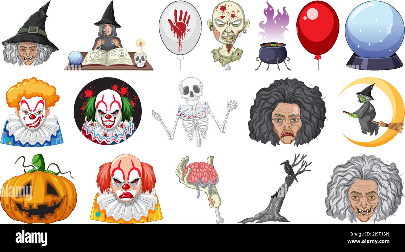 Halloween set with scary monsters illustration Stock Vector Image & Art ...