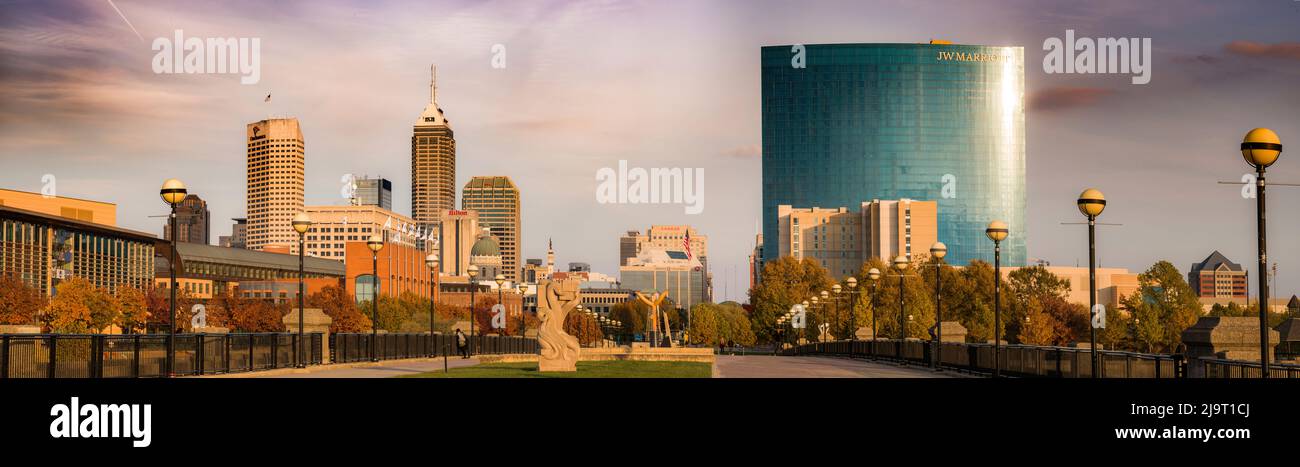 Downtown skyline white river indianapolis hi-res stock photography and ...