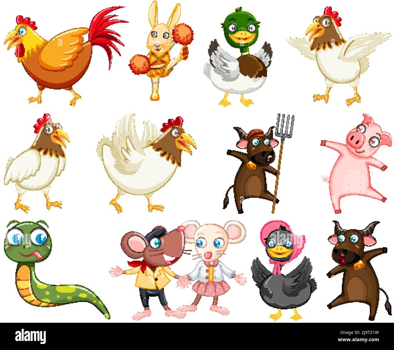 Cute animals with happy smile illustration Stock Vector Image & Art - Alamy