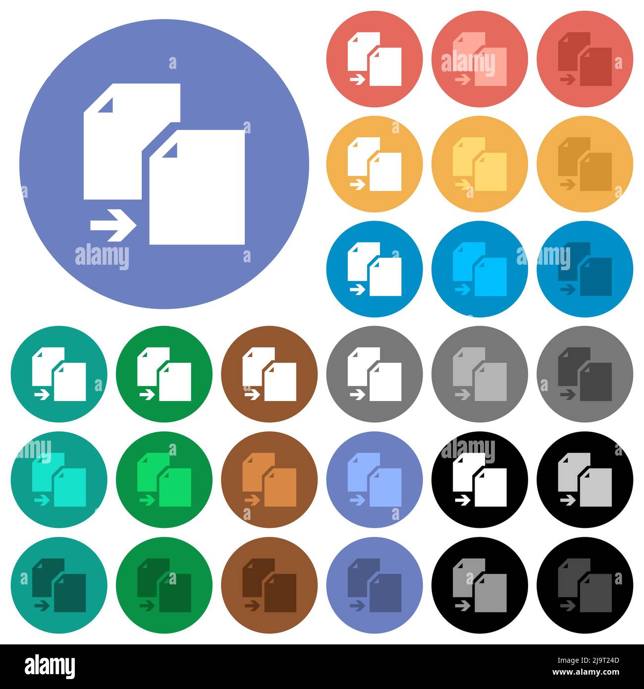 Copy document solid multi colored flat icons on round backgrounds ...
