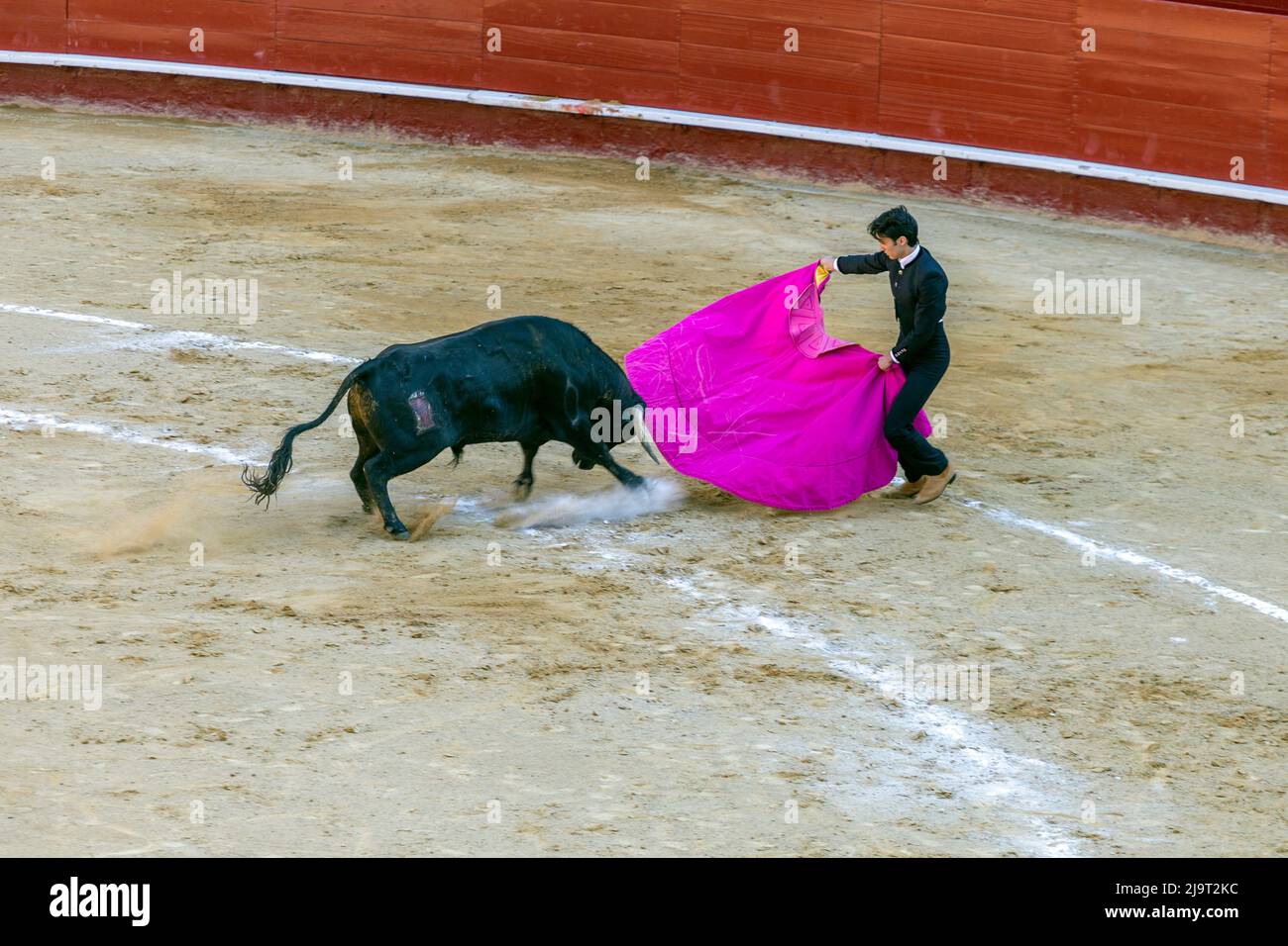Valencia, Spain - 05 06 2022: A bullfighter awaiting for the bull in ...