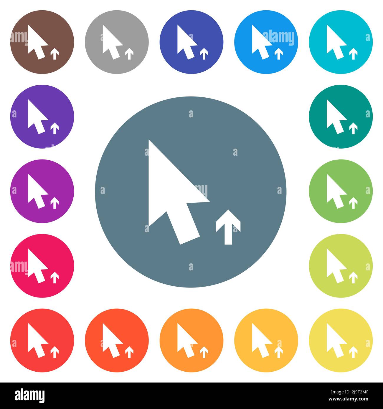 Arrow cursor up solid flat white icons on round color backgrounds. 17 ...