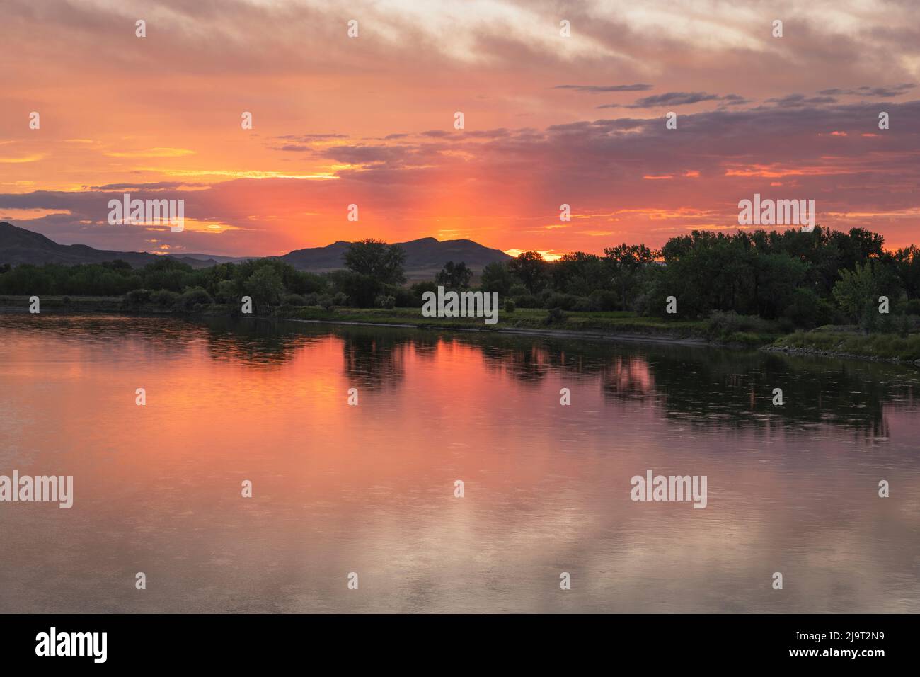 Sunset on the Missouri River near Judith Landing, Upper Missouri River ...