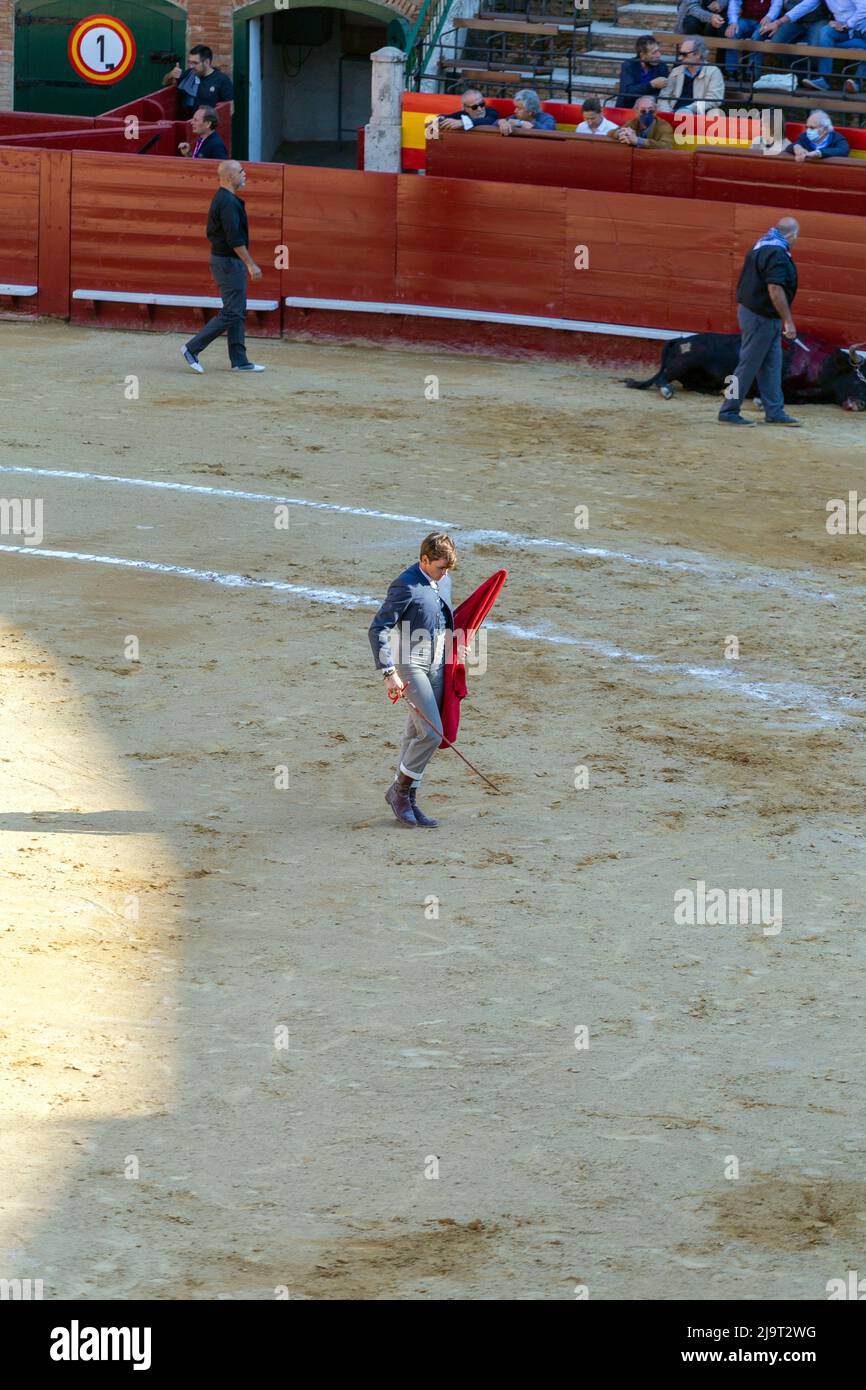 Valencia, Spain - 05 06 2022: A bullfighter is walking out of the arena ...