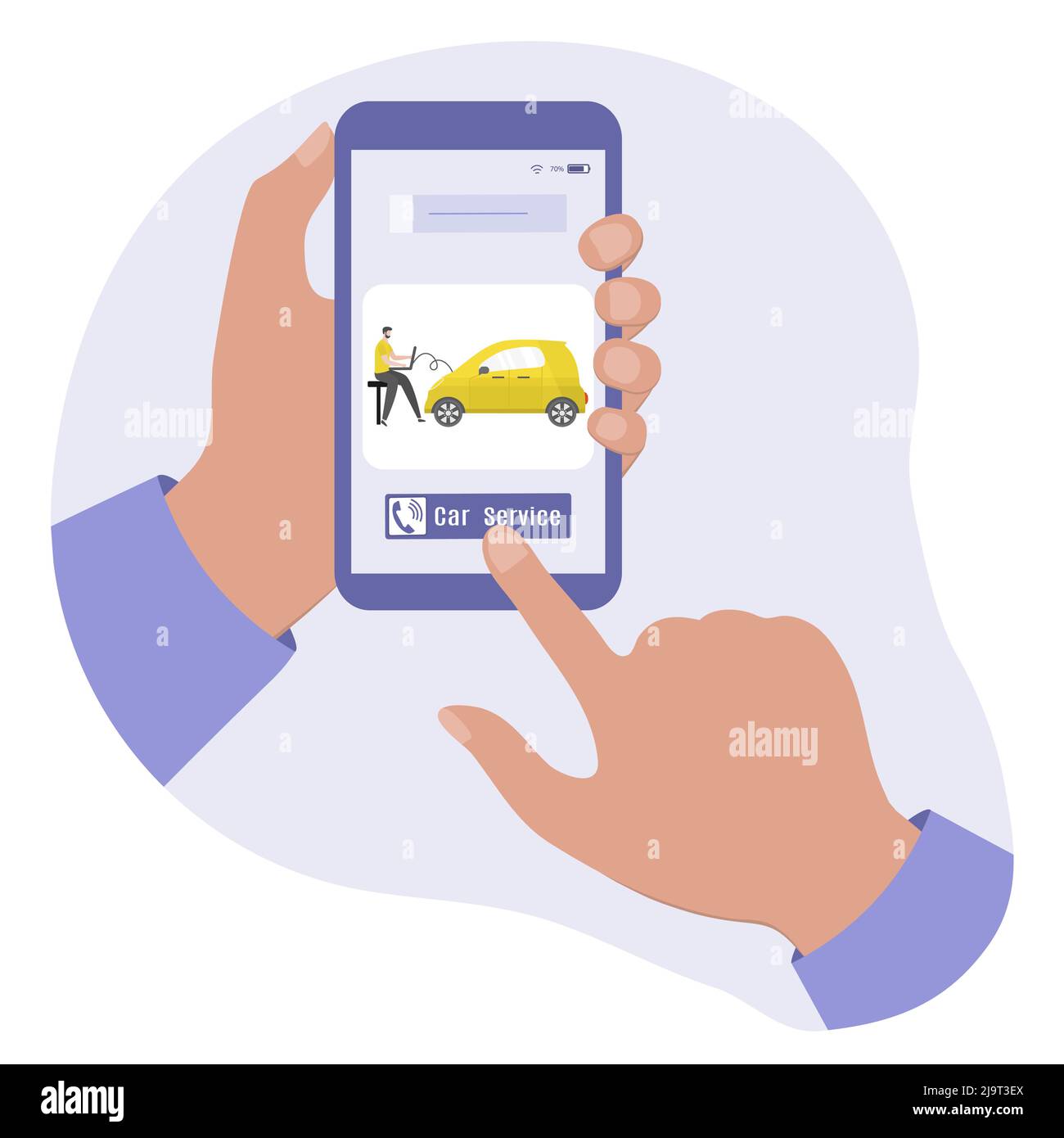 Car service vector illustration concept. Calling the car repair service ...