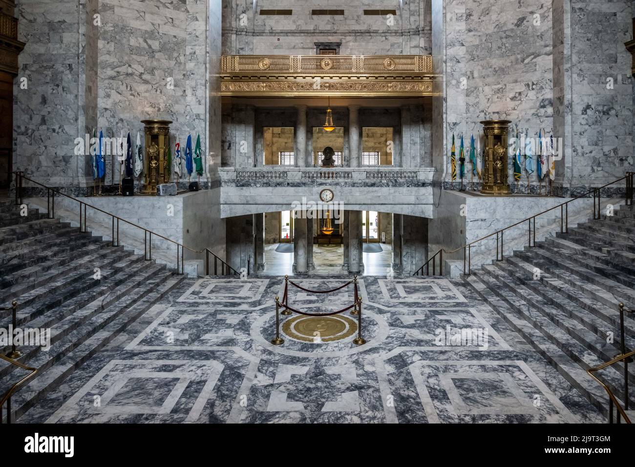 Olympia, WA, USA - Aug 13, 2021: The large hallways of the inside ...