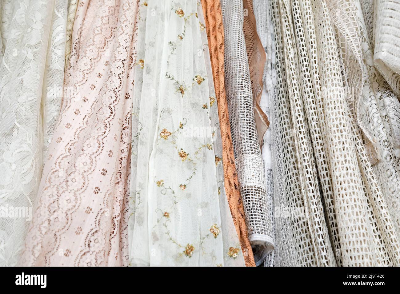Vintage textiles in a shop in New York City, New York, USA Stock Photo ...