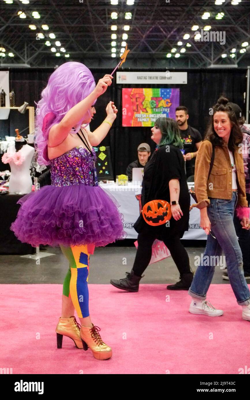 New York City, New York, USA. Woman wearing colorful ballet tutu and ...