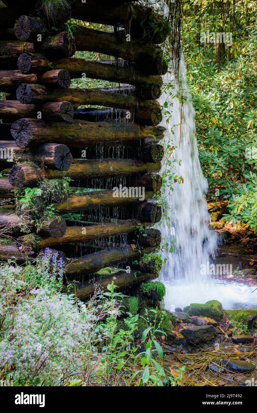 Sluice Waterfall, Mingus Mill in Great Smoky Mountains, Cherokee, North ...