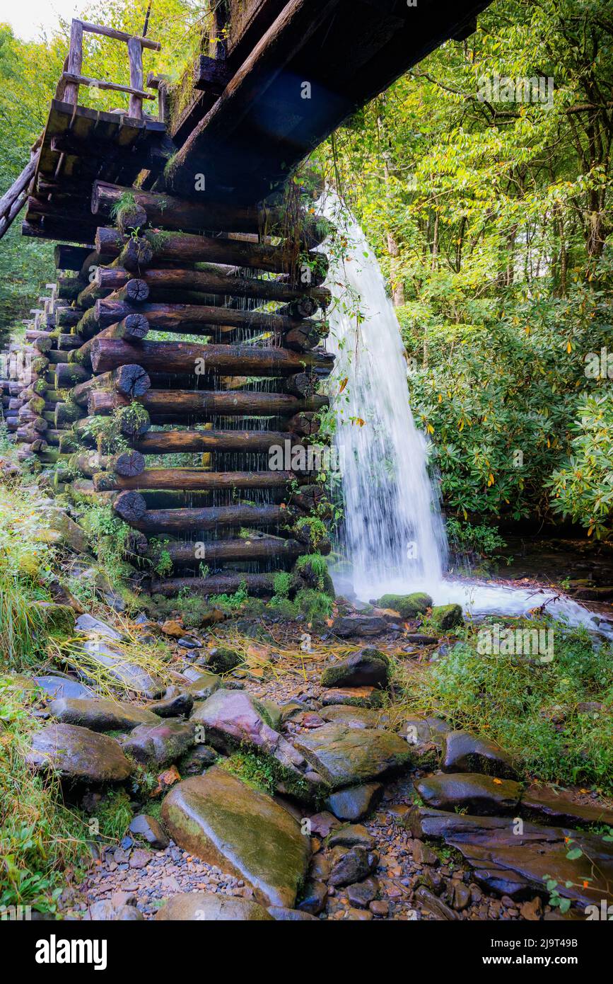 Sluice Waterfall, Mingus Mill in Great Smoky Mountains, Cherokee, North ...
