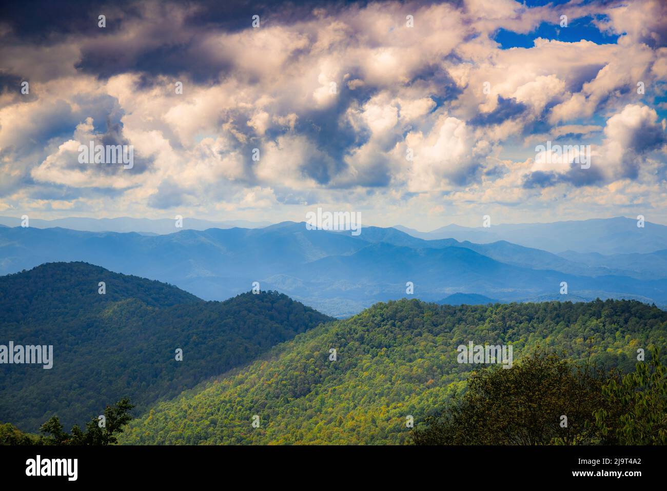 Blue Ridge Parkway vista, Smoky Mountains, USA Stock Photo - Alamy