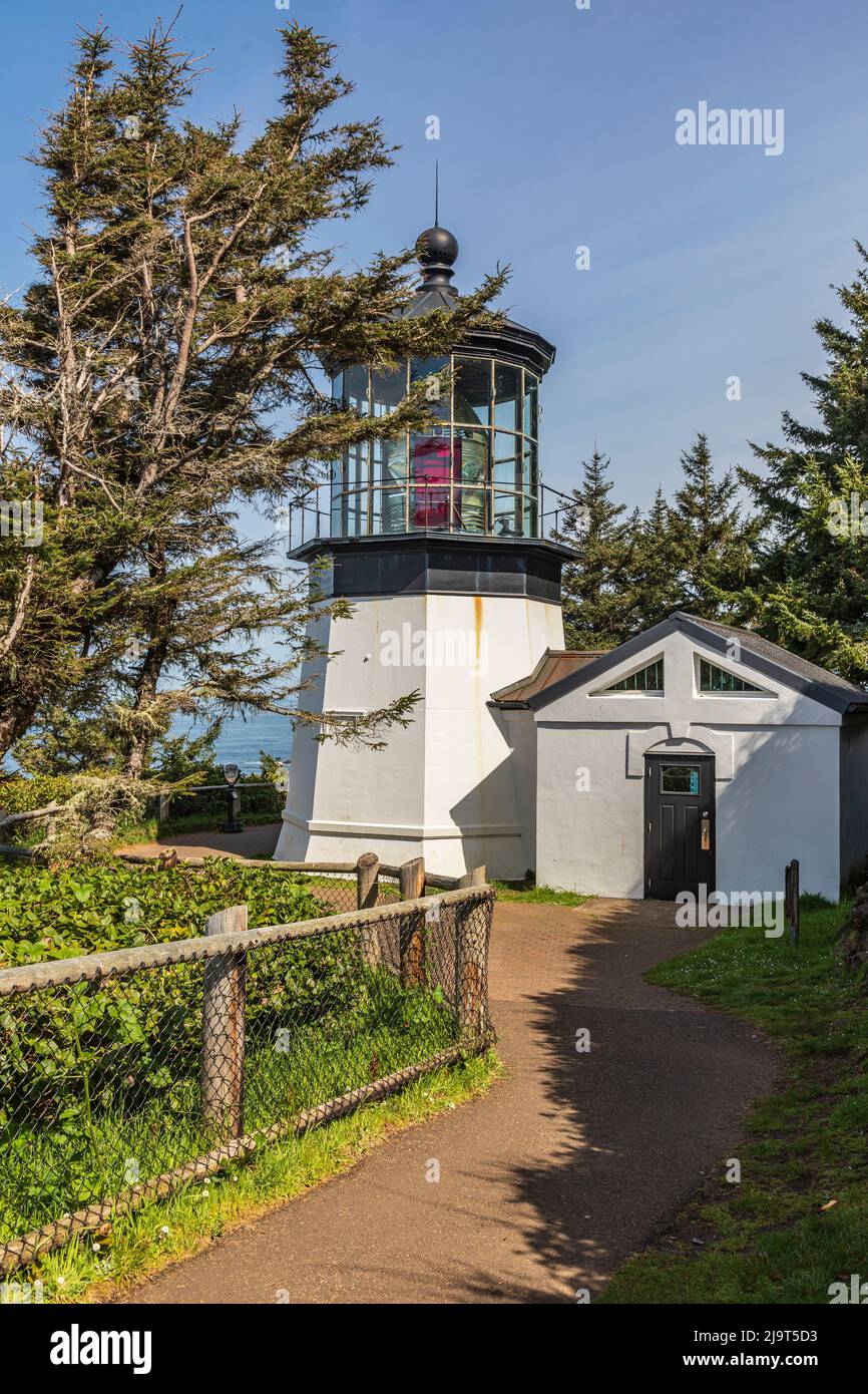 Cape Meares, Oregon, USA. Cape Meares lighthouse on the Oregon coast ...