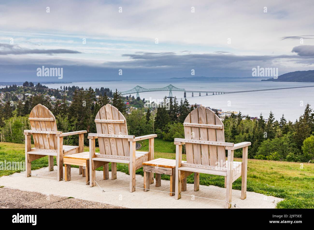 Astoria, Oregon, USA. Overlook view of the Astor-Megler bridge across ...