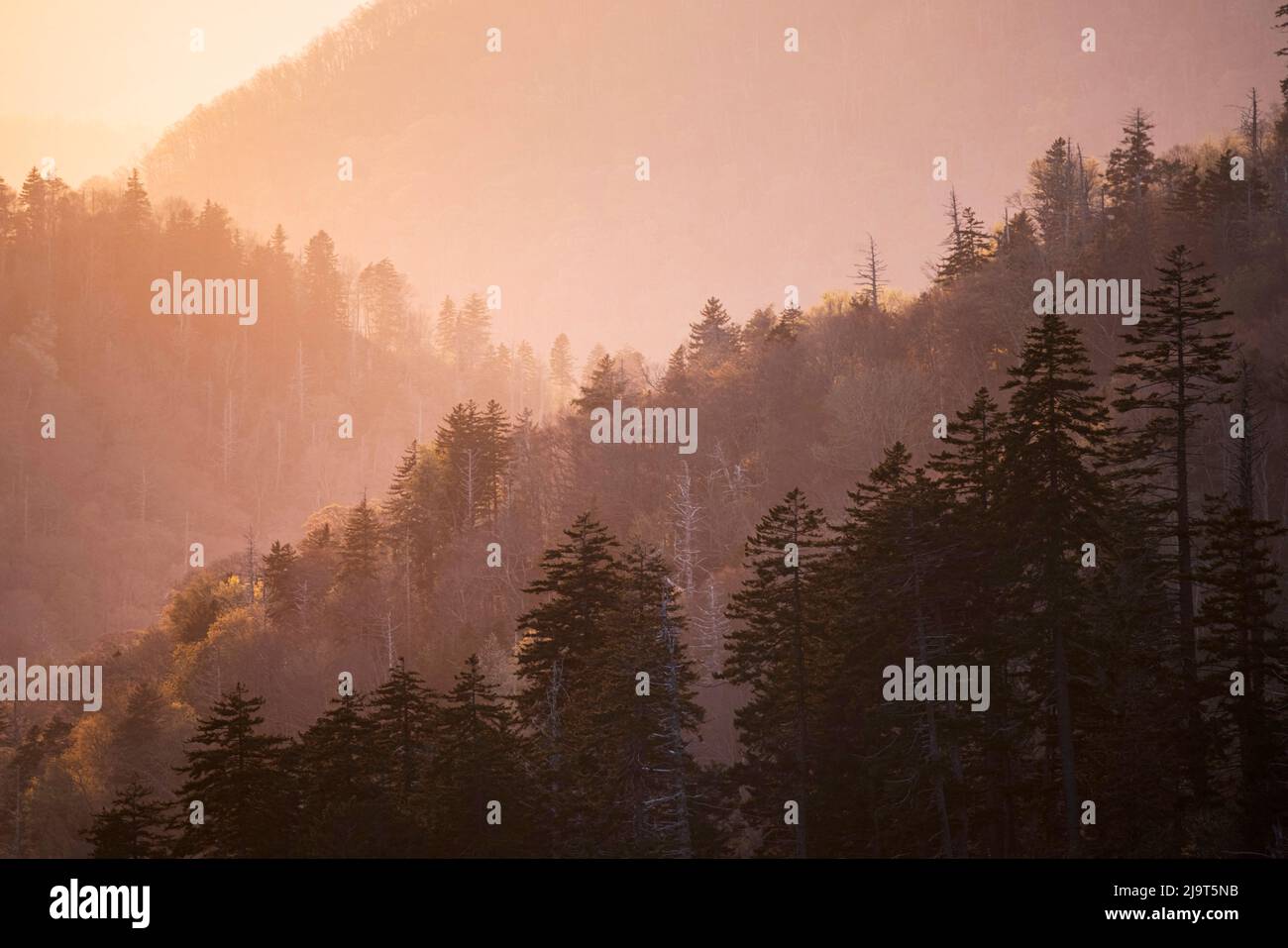 Sunset from Morton Overlook, Great Smoky Mountains National Park ...