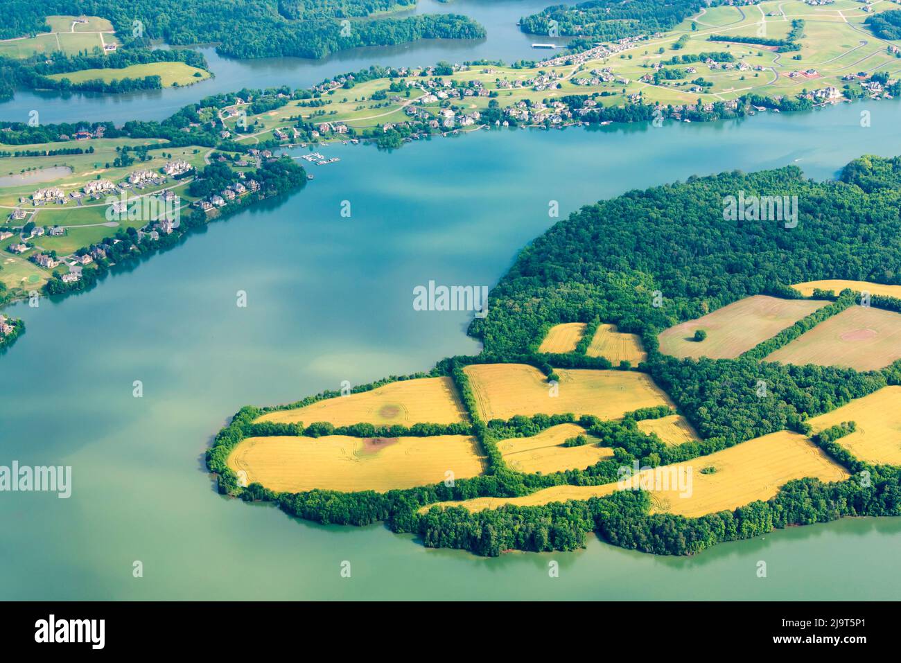 USA, Tennessee. Color and patterns agricultural fields, Rarity Bay ...