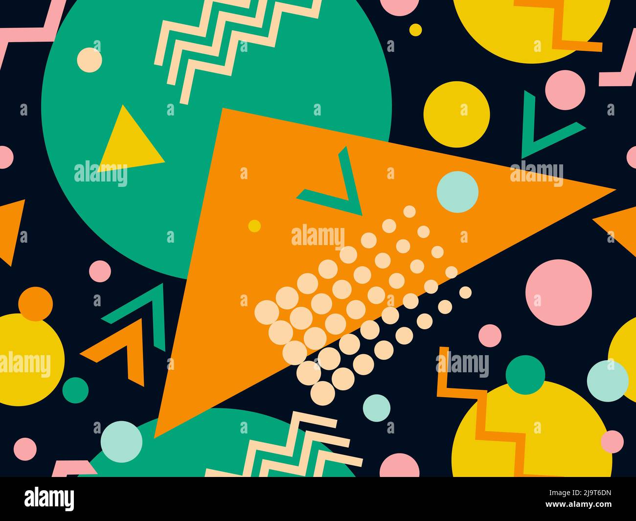 Memphis seamless pattern with geometric shapes in 80s style. Colorful ...