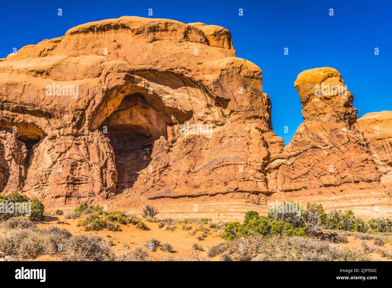 Human-like rock formation, Windows Section, Arches National Park, Moab ...
