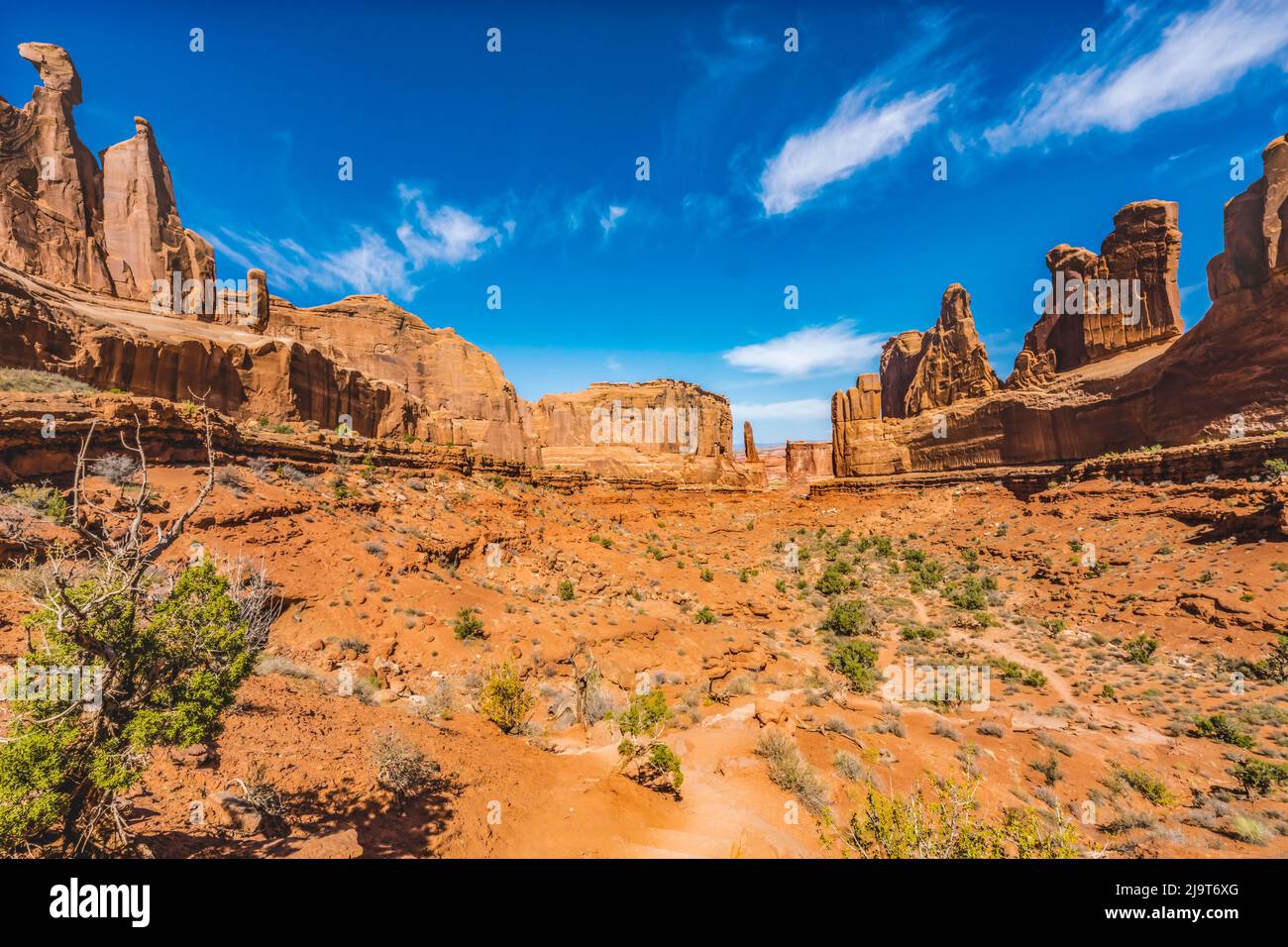 Arches National Park, Moab, Utah, USA. Classic sandstone walls, hoodoos ...