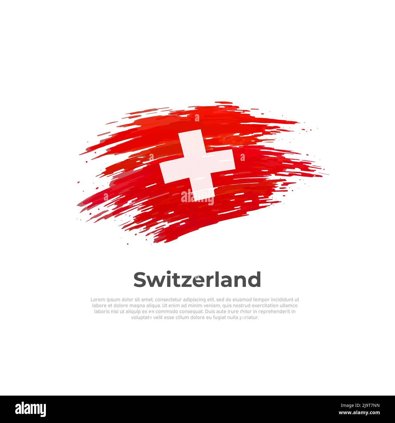 Switzerland flag. Brush strokes. Brush painted swiss flag on a white ...