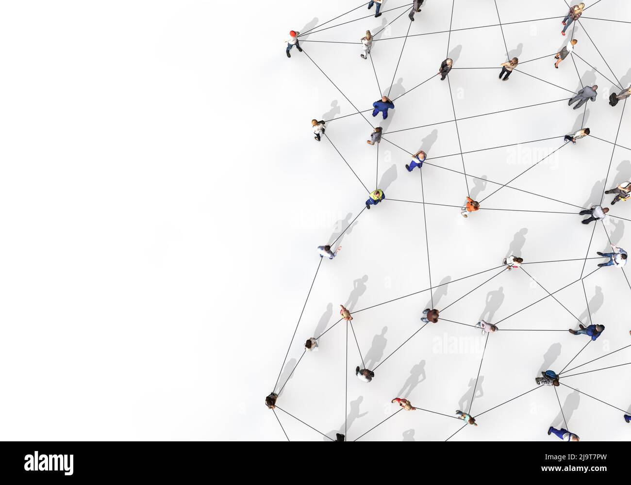 Large group of diverse people connected by lines. 3D Rendering Stock ...