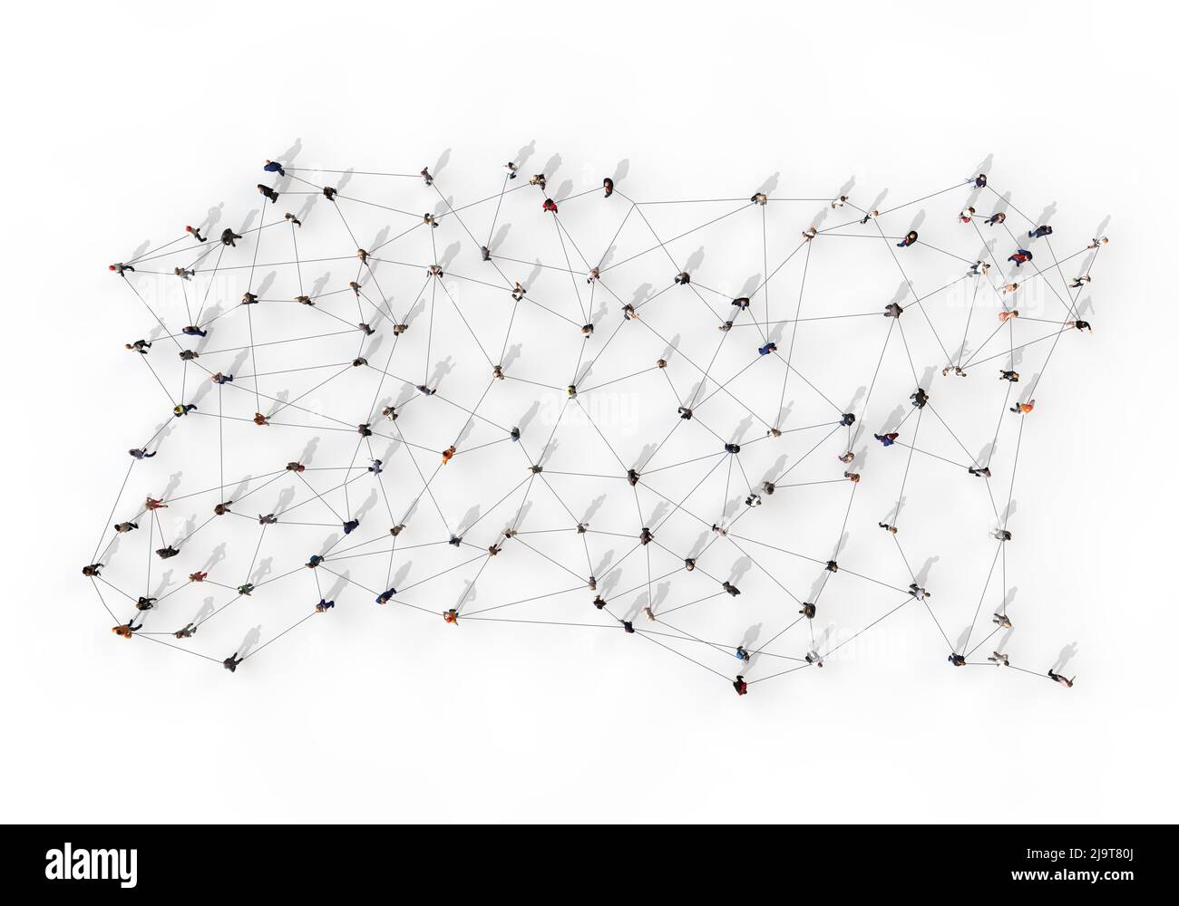 Large group of diverse people connected by lines. 3D Rendering Stock ...